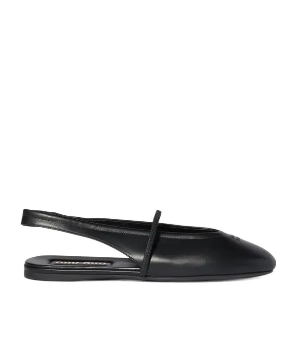 Miu Miu Leather Slingback Ballerinas