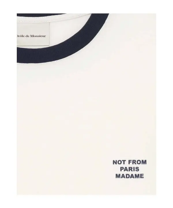 Drole De Monsieur Drôle De Contrast Trim Slogan T-shirt - White