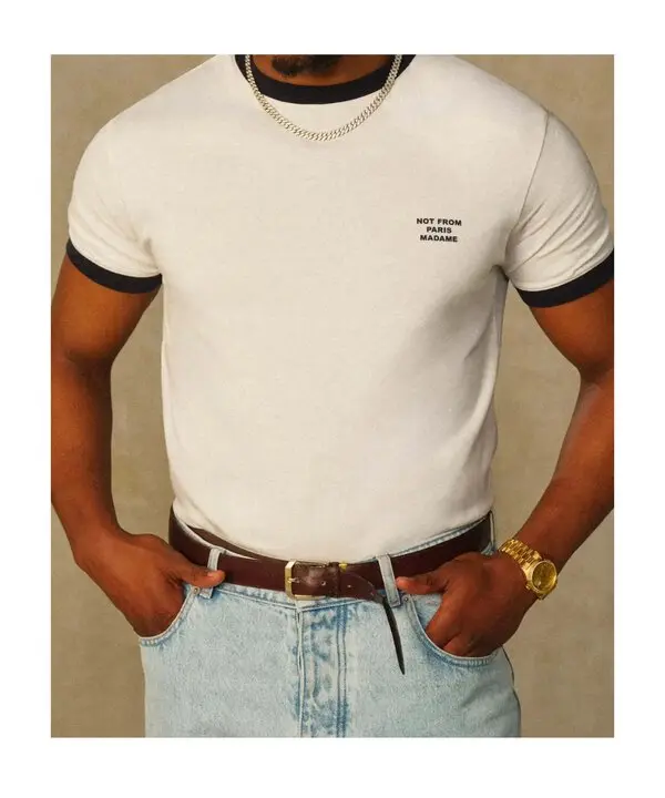 Drole De Monsieur Drôle De Contrast Trim Slogan T-shirt - White