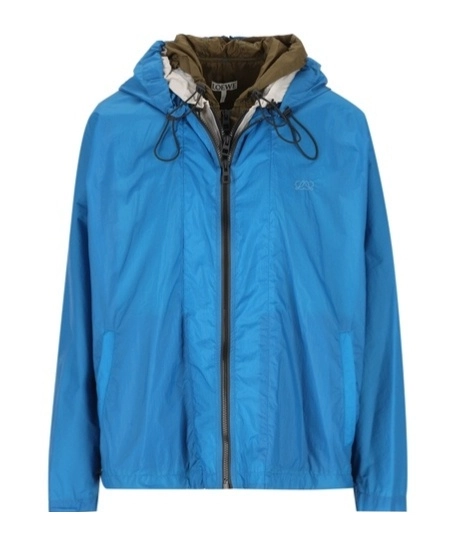 Loewe Logo Zip-up Hooded Jacket - Blue