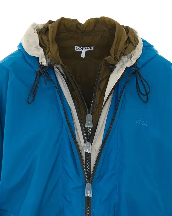Loewe Logo Zip-up Hooded Jacket - Blue