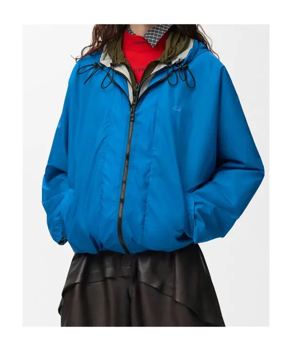 Loewe Logo Zip-up Hooded Jacket - Blue