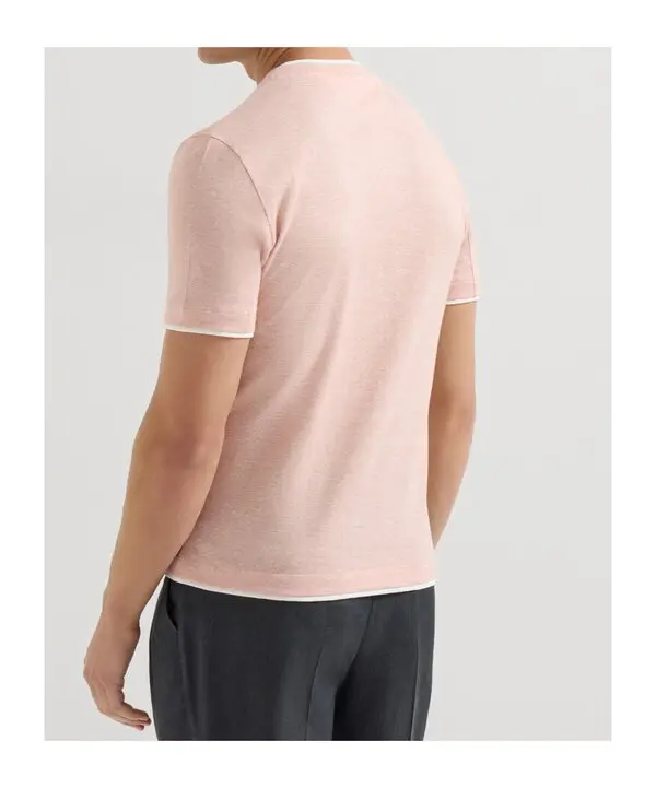 Brunello Cucinelli Linen And Cotton Jersey Crew Neck T-shirt With Faux-layering