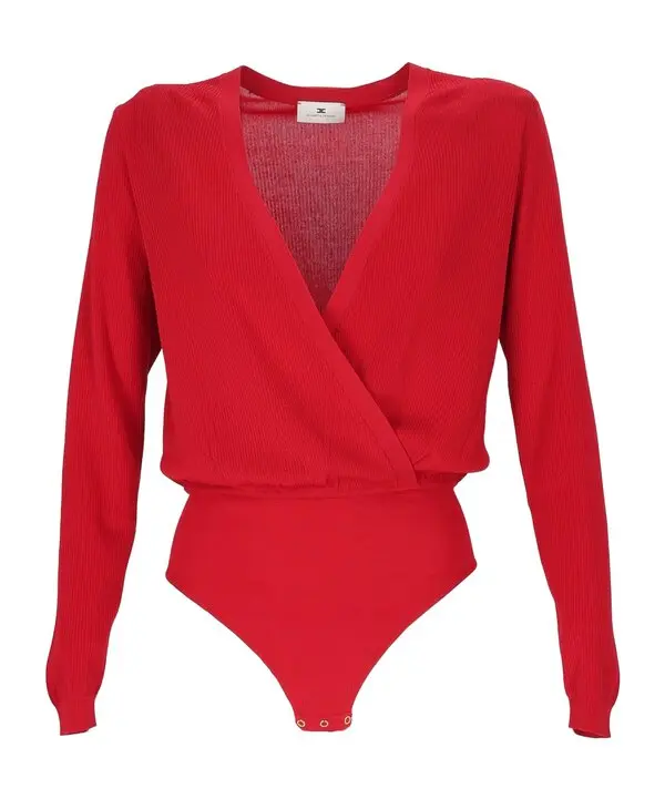 Elisabetta Franchi V-neck Ribbed Knit Bodysuit
