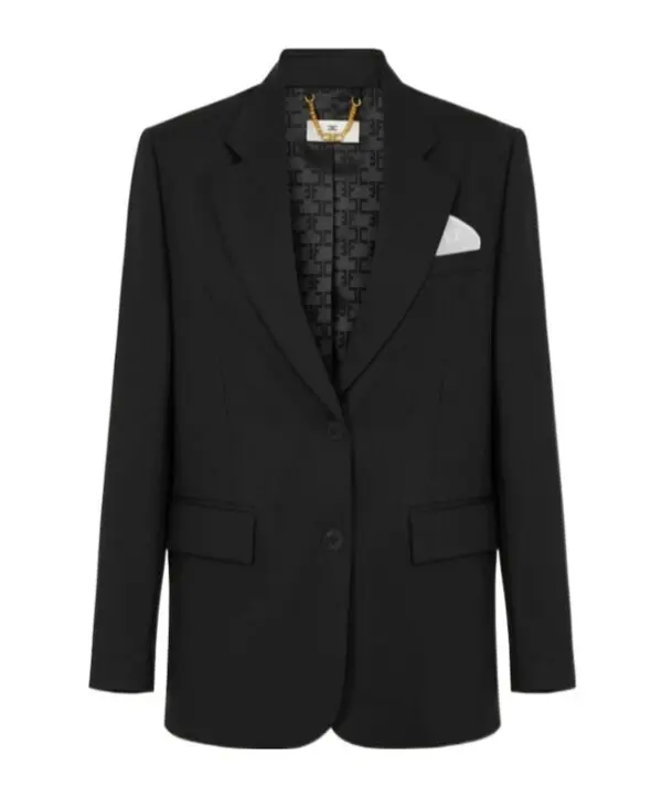 Elisabetta Franchi Jacket In Gabardine Fabric - Black