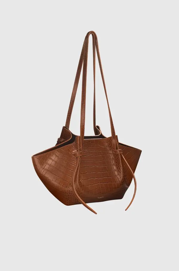 Yuzefi Mochi Croc-effect Leather Tote Bag - Brown
