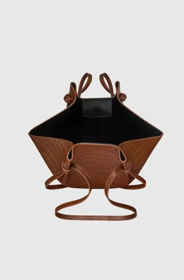 Yuzefi Mochi Croc-effect Leather Tote Bag - Brown