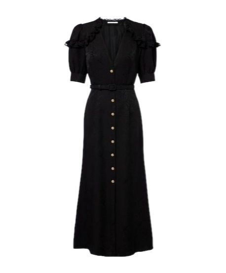 Alessandra Rich Belted Silk Jacquard Midi Dress