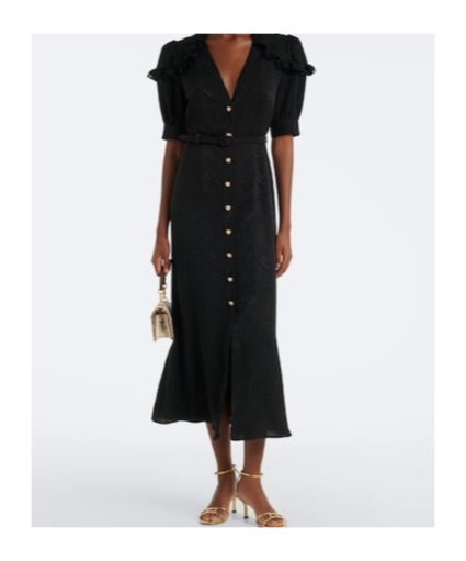 Alessandra Rich Belted Silk Jacquard Midi Dress