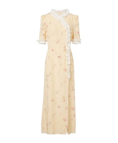 Alessandra Rich Floral Ruffled Silk Midi Dress