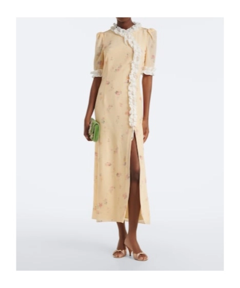 Alessandra Rich Floral Ruffled Silk Midi Dress
