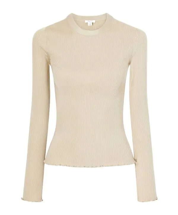 Alaïa Crew Neck Ribbed Slim Knit Top - No