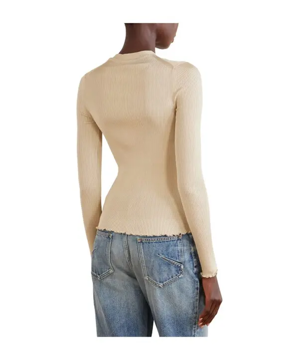 Alaïa Ribbed Knit Top - Nude