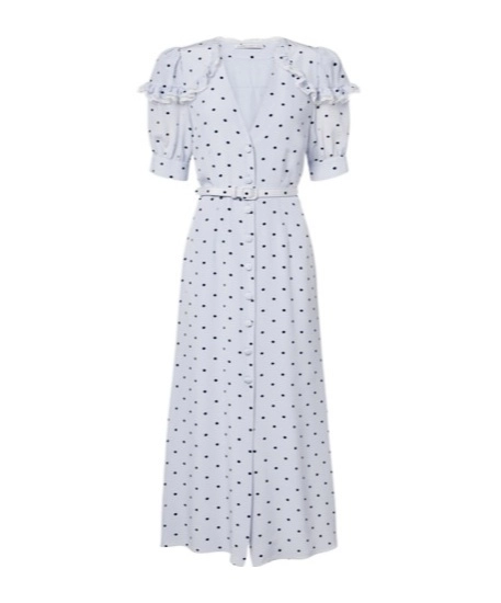 Alessandra Rich Belted Polka-dot Silk Midi Dress