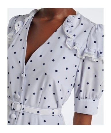 Alessandra Rich Belted Polka-dot Silk Midi Dress