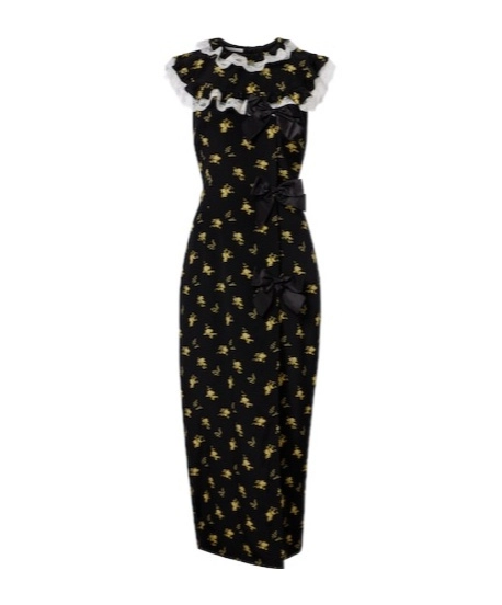 Alessandra Rich Floral Silk Gown With Bow Detail