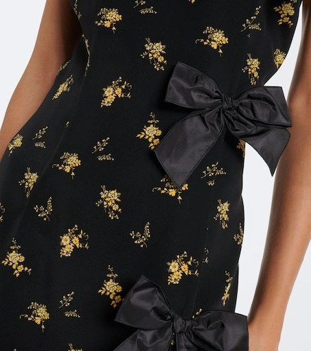 Alessandra Rich Floral Silk Gown With Bow Detail