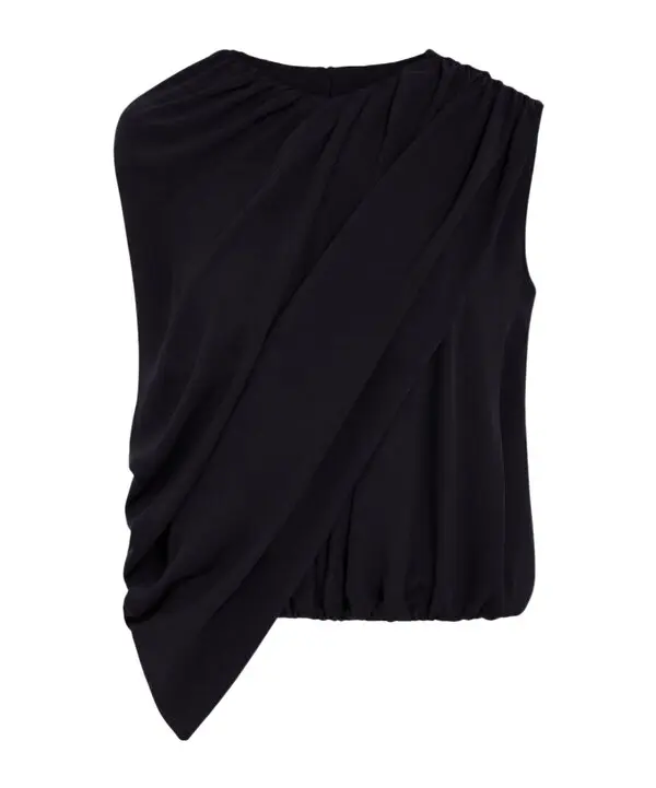 Balenciaga Asymmetric Draped Sleeveless Blouse - Black