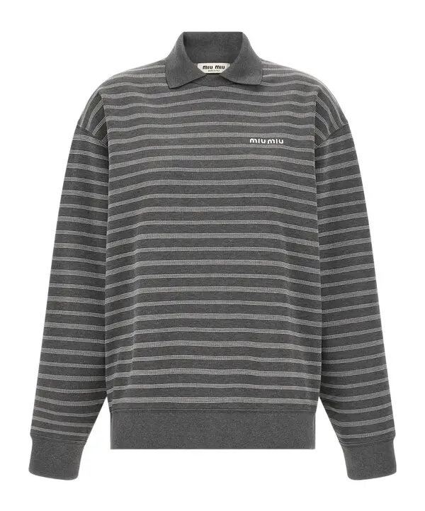 Miu Miu Striped Collared Sweatshirt