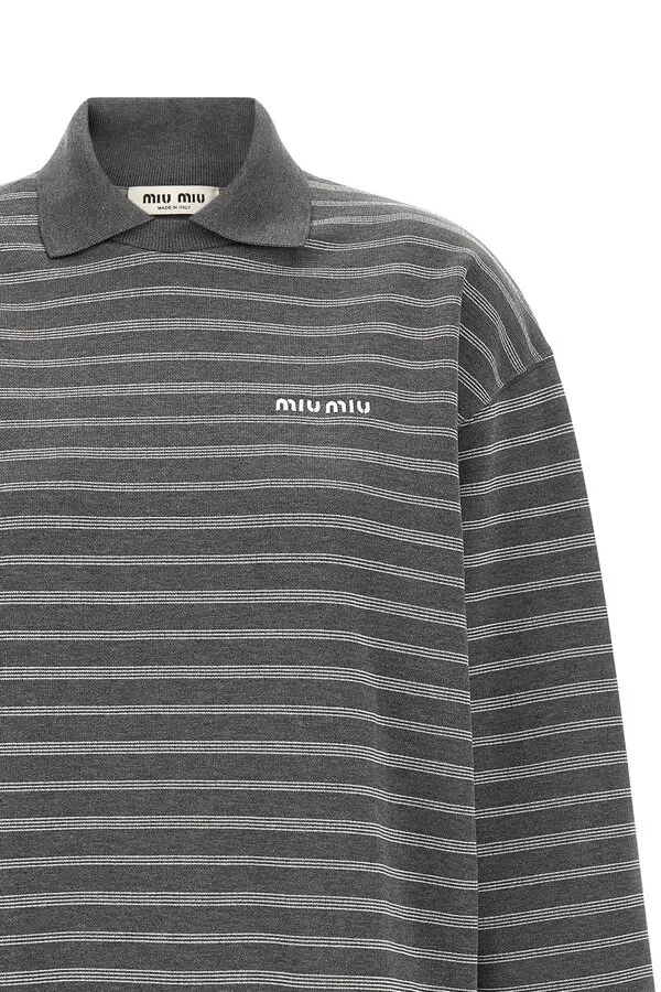 Miu Miu Striped Collared Sweatshirt