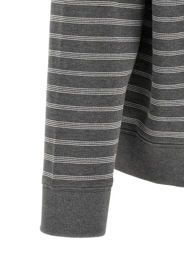 Miu Miu Striped Polo-collar Sweatshirt - Black