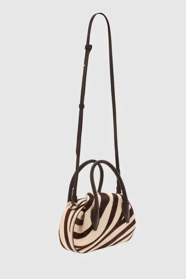 Yuzefi Zebra Print Mini Shoulder Bag - Nude