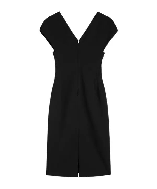 JIL SANDER Wool Sablé V-neck Dress