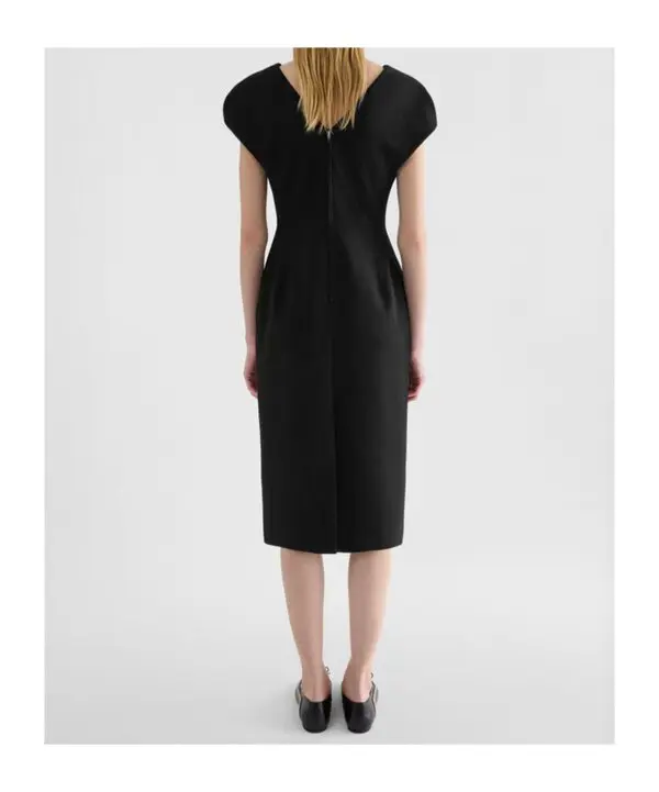 JIL SANDER Wool Sablé V-neck Dress
