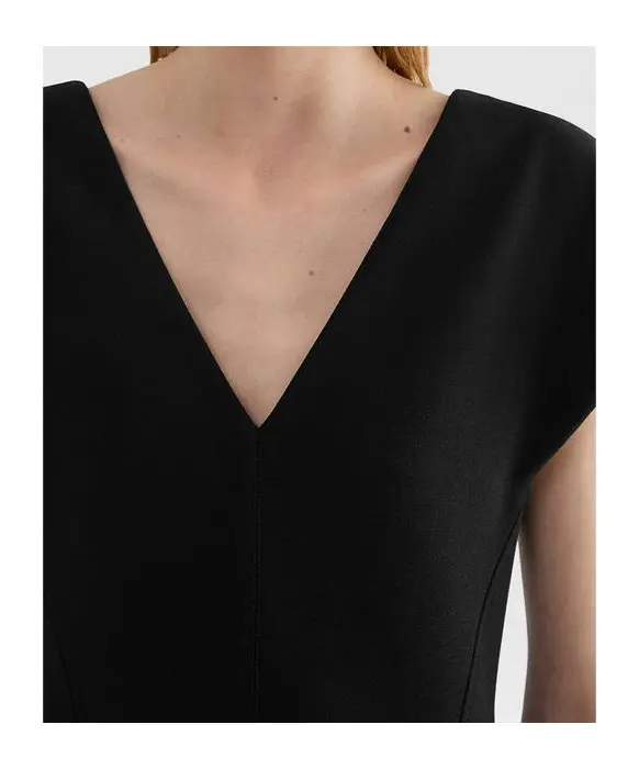 JIL SANDER Wool Sablé V-neck Dress