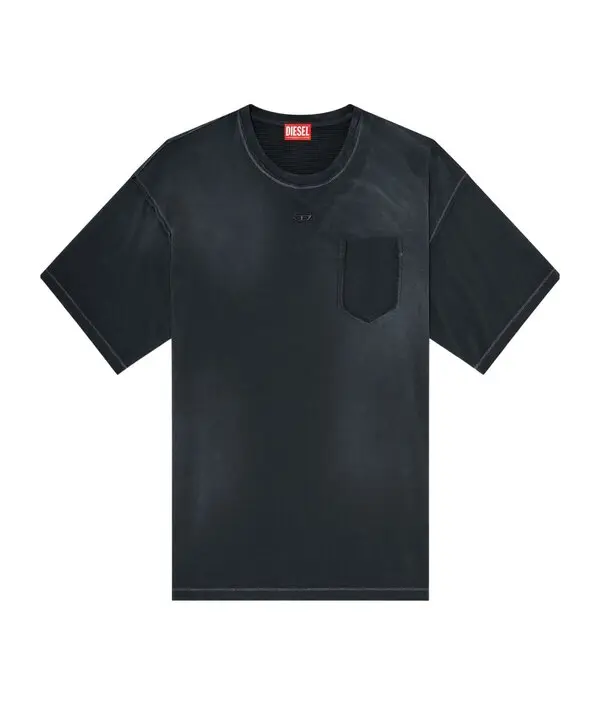 DIESEL® Faded T-shirt With Ripped Pocket Detail - Black