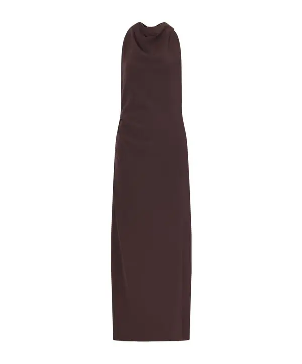Proenza Schouler Satin Halter Maxi Dress - Dark Brown