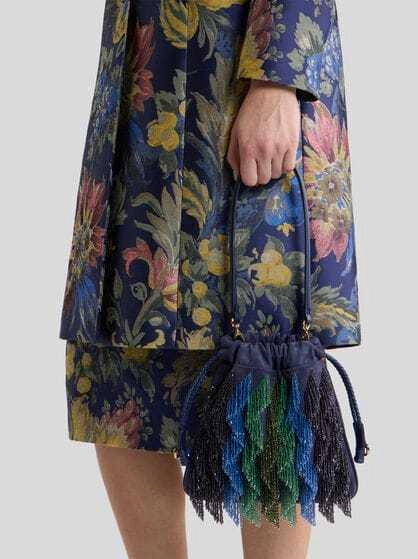 Etro Small Suede Kalispera Bag With Multicoloured Beads