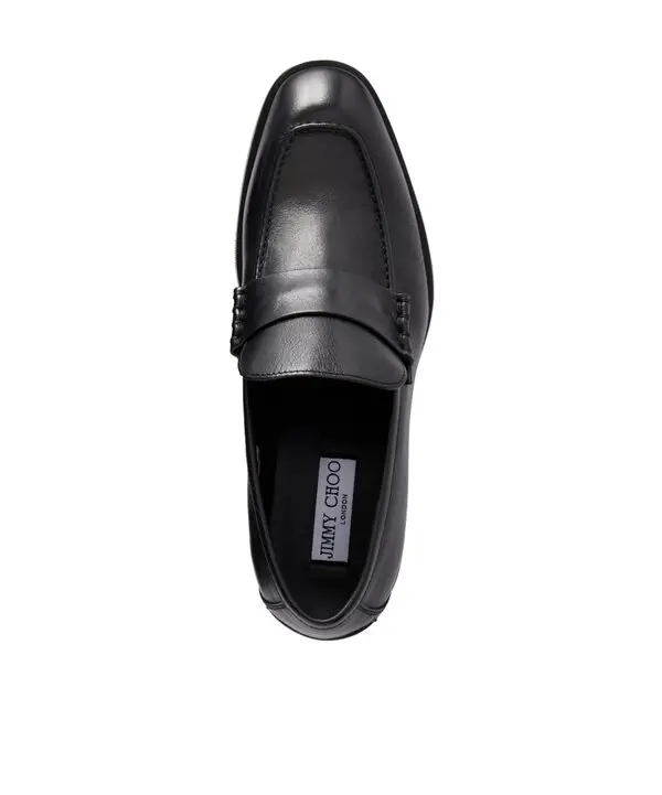 JIMMY CHOO Glossy Leather Loafers - Black