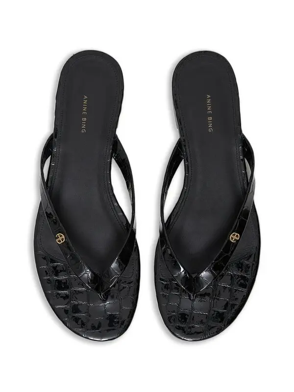 ANINE BING Noelle Croc-embossed Flat Sandals