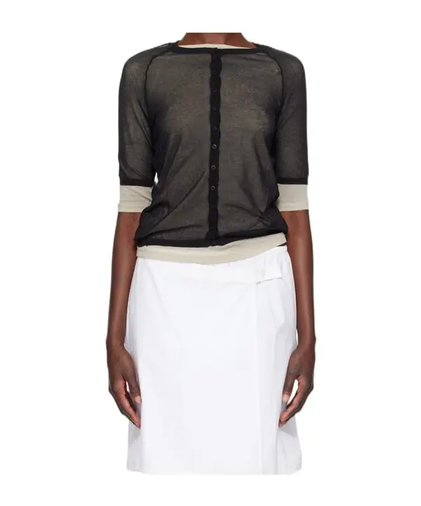 Paloma Wool Semi-transparent Ribbed Knit Crew Neck Cardigan