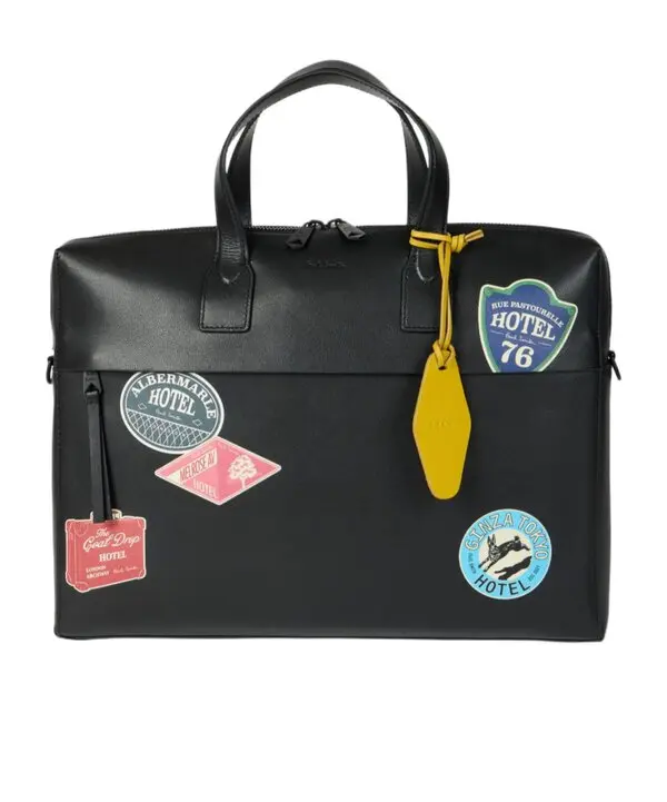 Paul Smith Hotel Stickers Zip-up Briefcase - Black