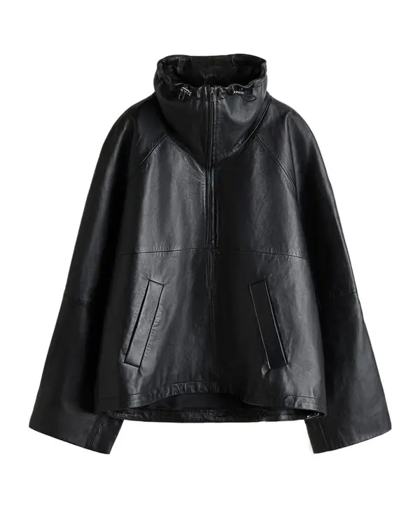 RÓHE Long-sleeved Leather Jacket - Black