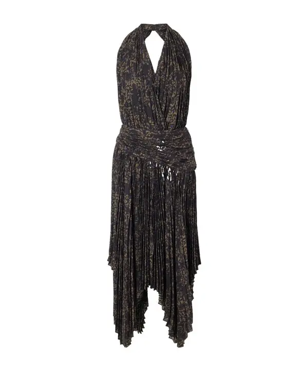 Proenza Schouler Dark Floral Halter Midi Dress - Black