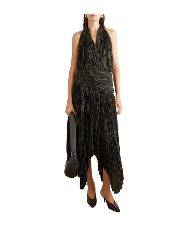 Proenza Schouler Dark Floral Halter Midi Dress - Black