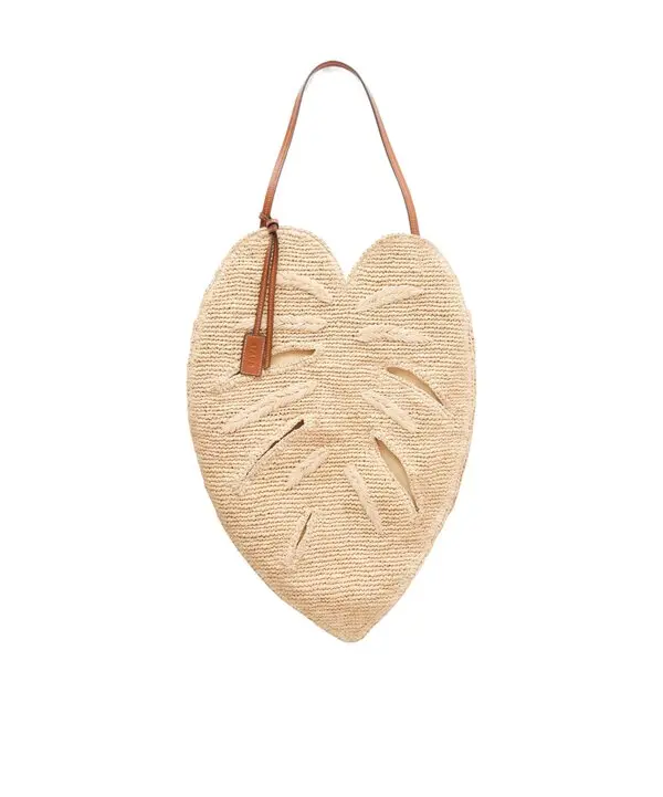 Staud Heart-shaped Straw Bag - Nude