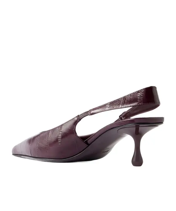 JIMMY CHOO Shiny Croc Effect Slingback Pumps - Black