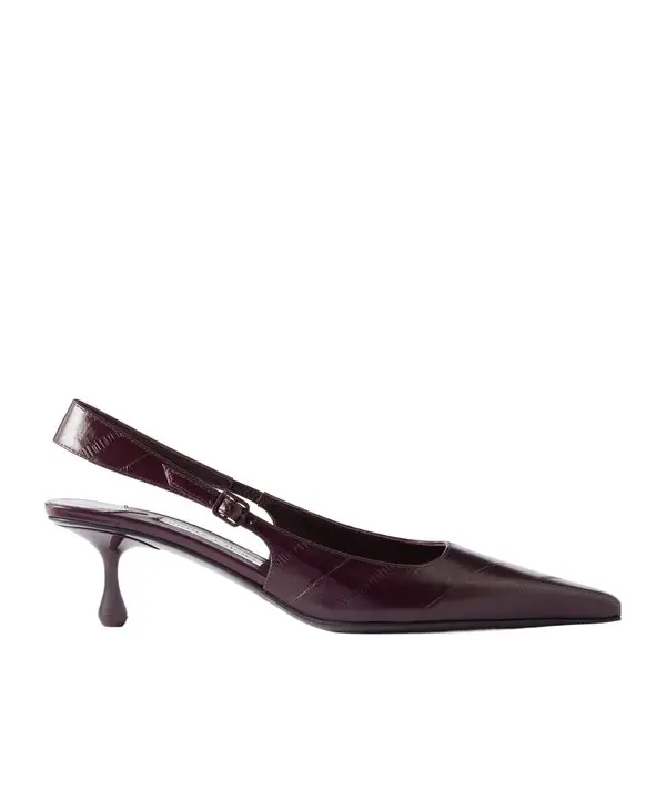 JIMMY CHOO Shiny Croc Effect Slingback Pumps - Black