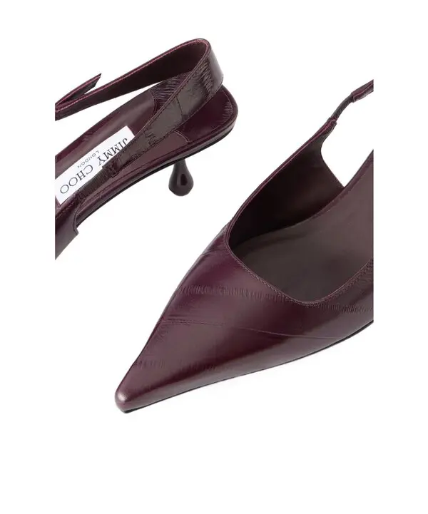 JIMMY CHOO Shiny Croc Effect Slingback Pumps - Black