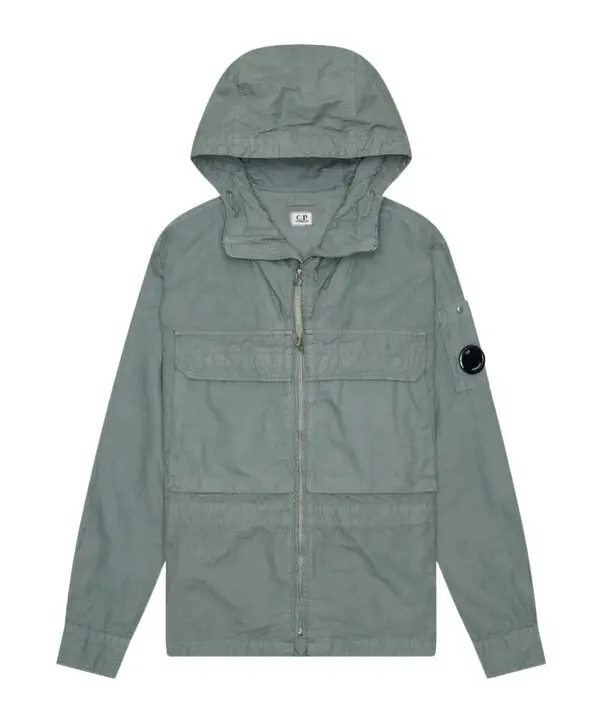 C.P. COMPANY Hooded Zip-up Jacket With Chest Pocket - Gray