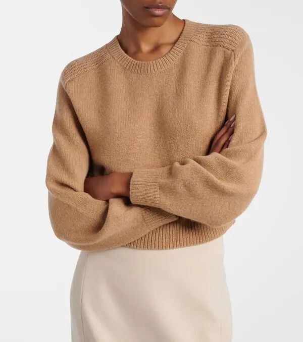 Khaite Masie Cropped Wool And Cashmere Sweater - Beige