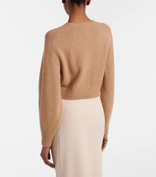 Khaite Masie Cropped Wool And Cashmere Sweater - Beige