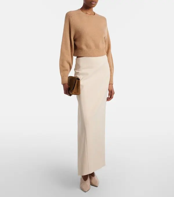 Khaite Masie Cropped Wool And Cashmere Sweater - Beige