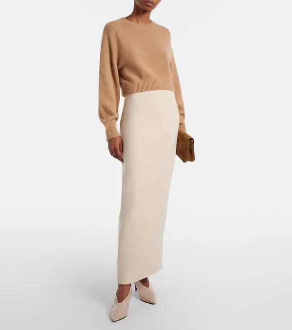 Khaite Masie Cropped Wool And Cashmere Sweater - Beige