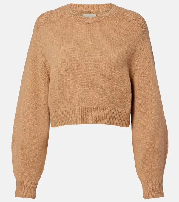Khaite Masie Cropped Wool And Cashmere Sweater - Beige