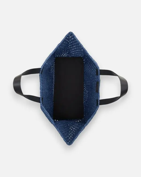 ANINE BING Rio Large Woven Tote Bag - Navy Blue